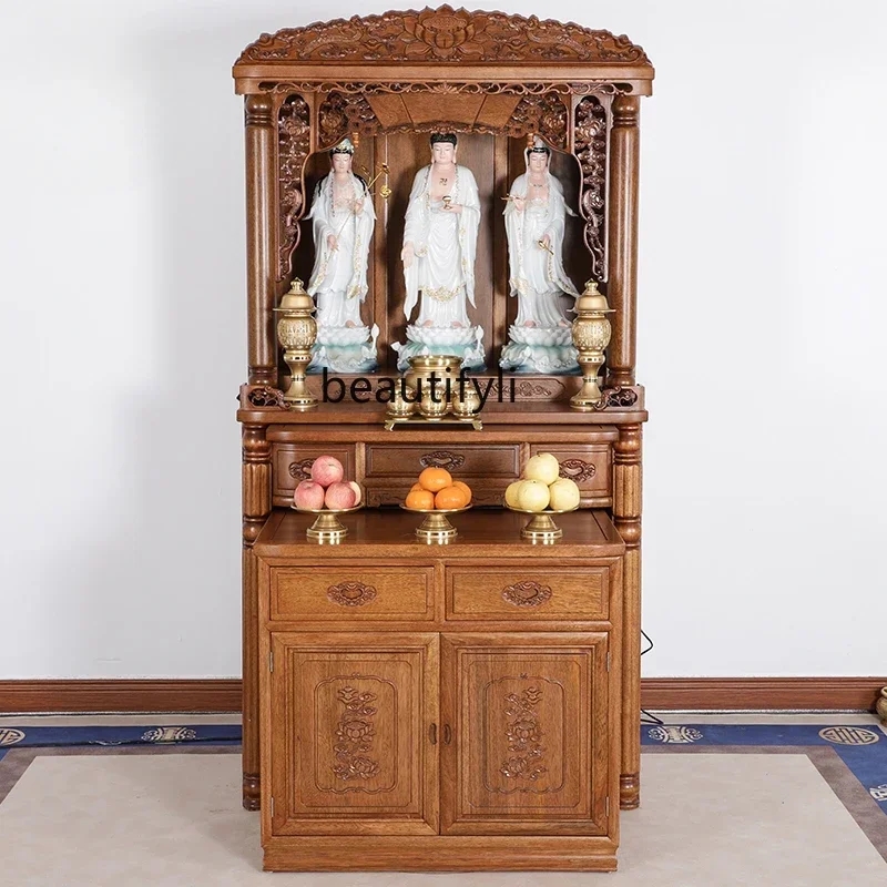 Solid-Wood-Altar-Buddha-Shrine-Household-Clothes-Closet-Chinese-Buddha ...