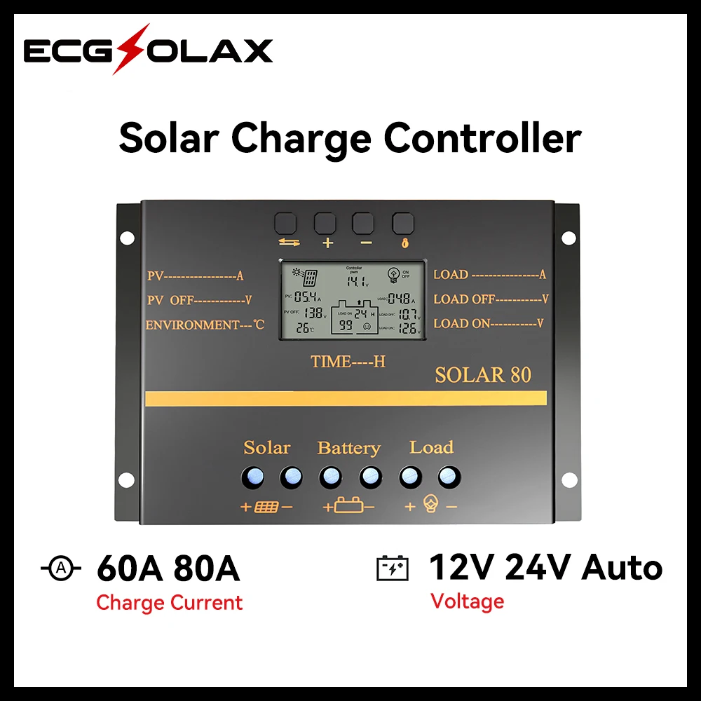ECGSOLAX-80A-60A-Solar-Charge-Controller-12V-24V-Auto-LCD-USB-Solar-Battery-Charger-High ...