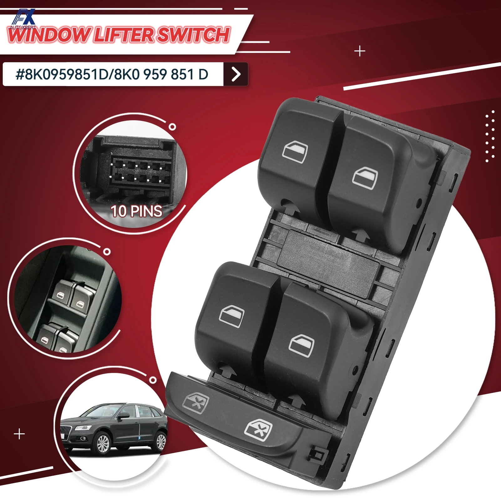Electric Master Power Window Control Switch Fits For Audi A4 B8 A5 Q5 ...