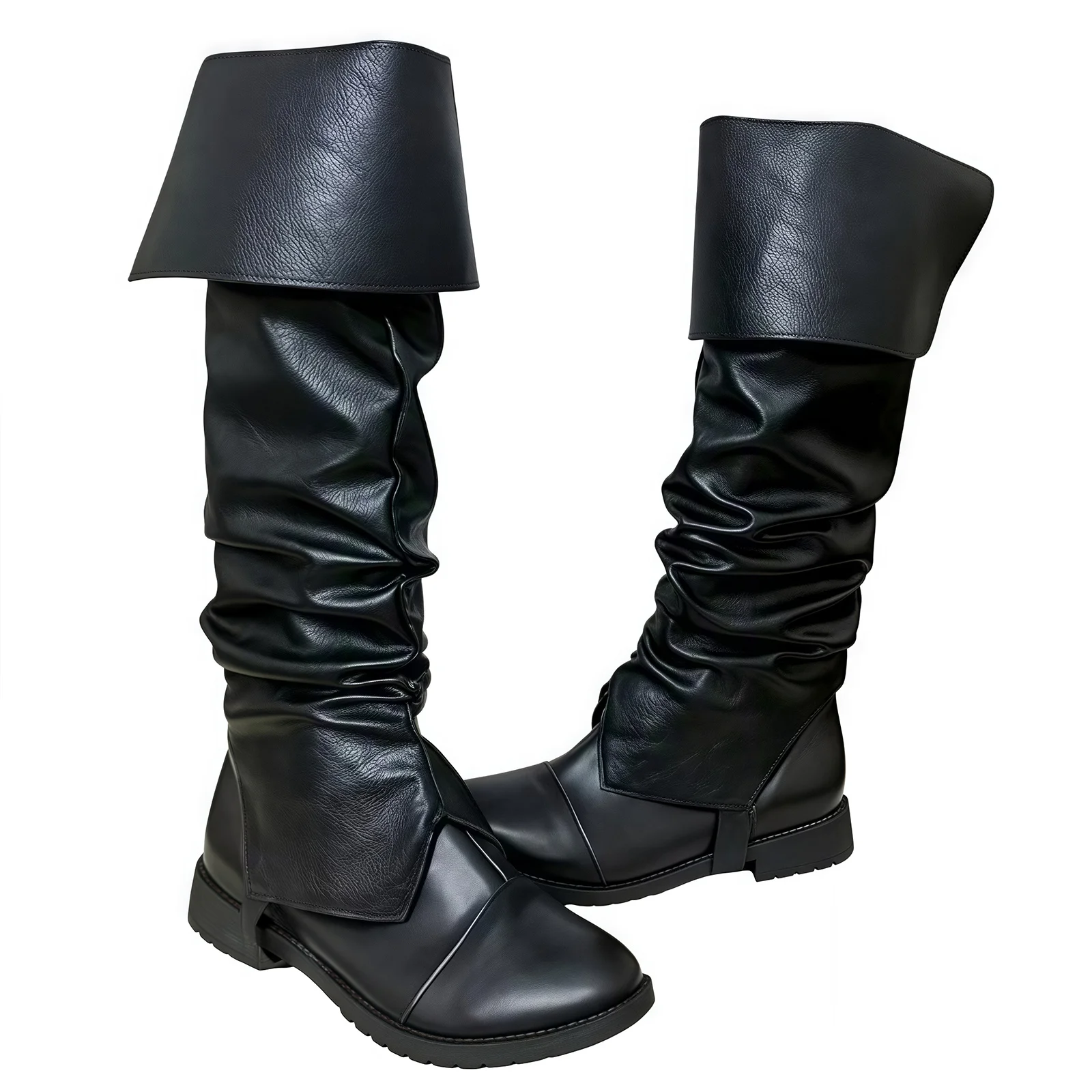 Medieval Pirate Boot Covers Adult Mens Womens Viking Leg Covers Pleated ...