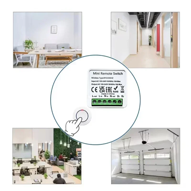 Smart Switch 16A RF 433Mhz Relay Receiver Wireless Remote Controller 2 ...