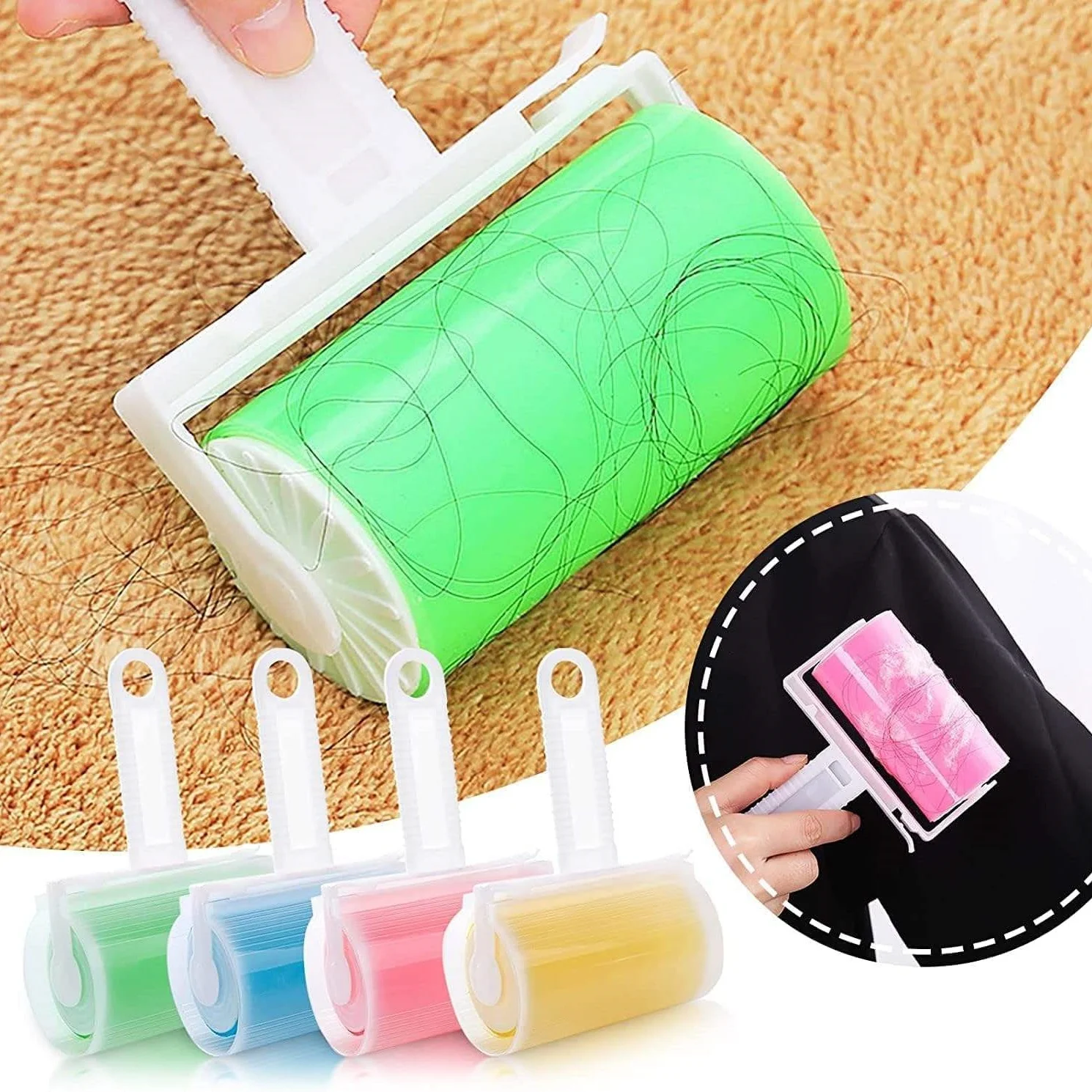 1-PC-Washable-Clothes-Hair-Sticky-Roller-Reusable-Portable-Home-Clean ...