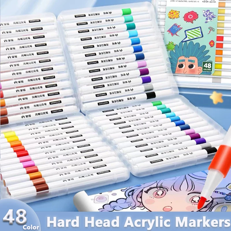 12-24-36-48-Colors-Soft-Hard-Head-Acrylic-Markers-Opaque-Color-Layering ...