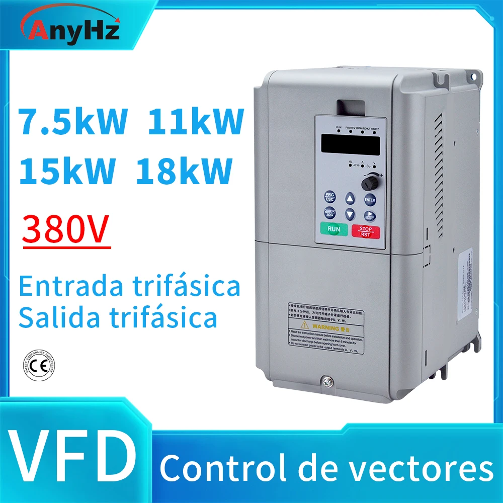 Convertidor de frecuencia trifásico VFD 18kW.15kW.11kW.7.5kW Convertidor inversor 380V Entrada ...