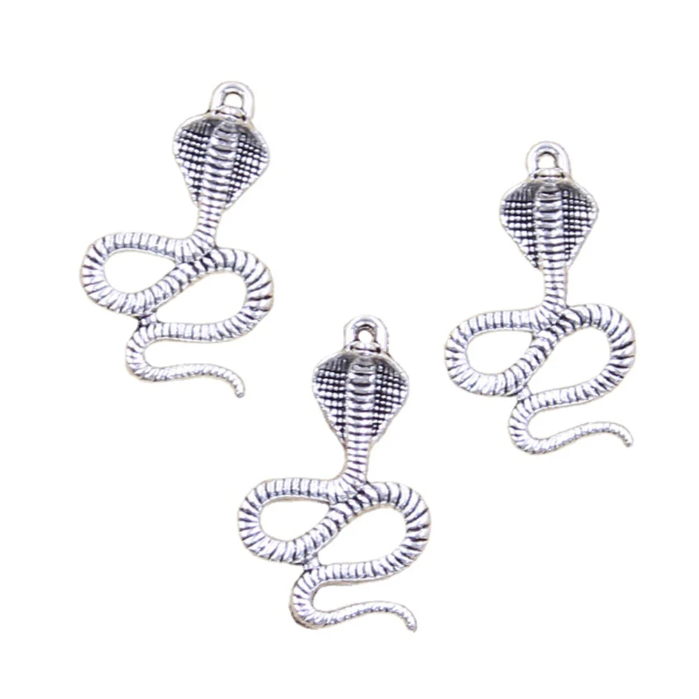10pcs Charms Cobra Snake 28x17mm Antique Silver Color Pendants Making ...
