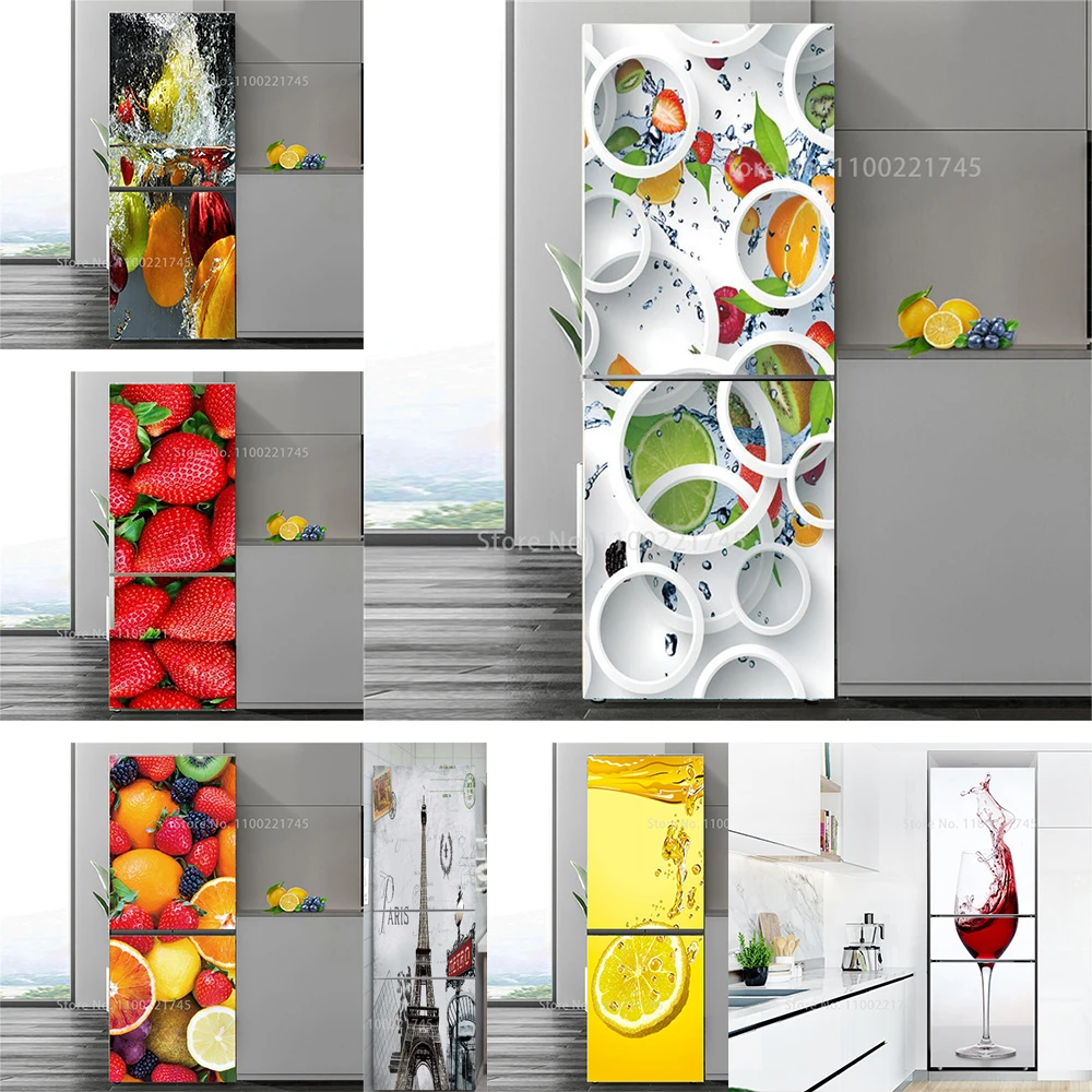 Customizable-Size-Refrigerator-Sticker-Colorful-Fruit-Poster-Wall ...