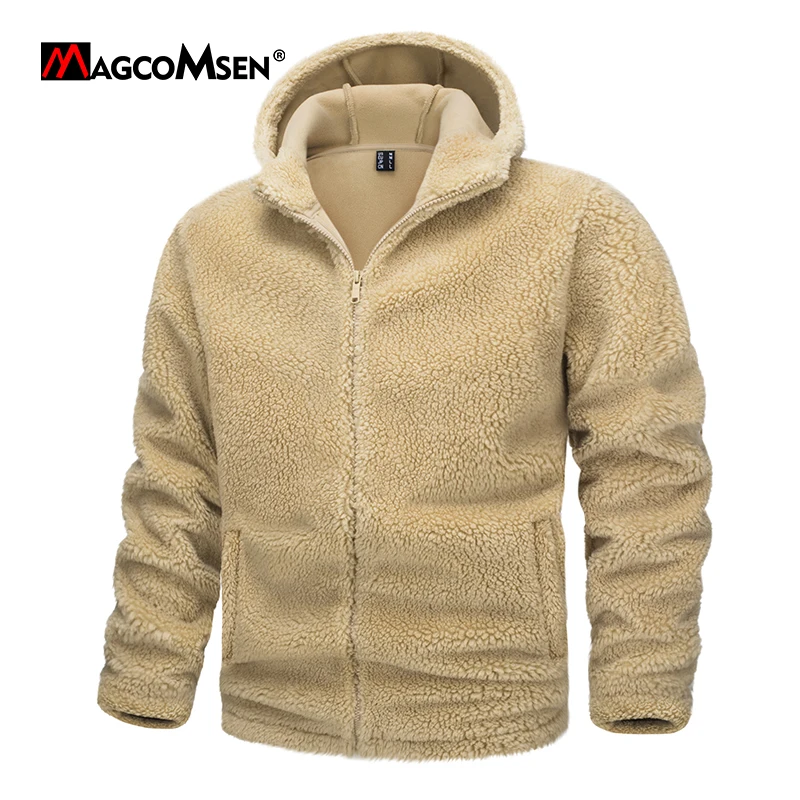 MAGCOMSEN Men's Fuzzy Sherpa Jackets Thermal Fleece Coats Casual Winter ...