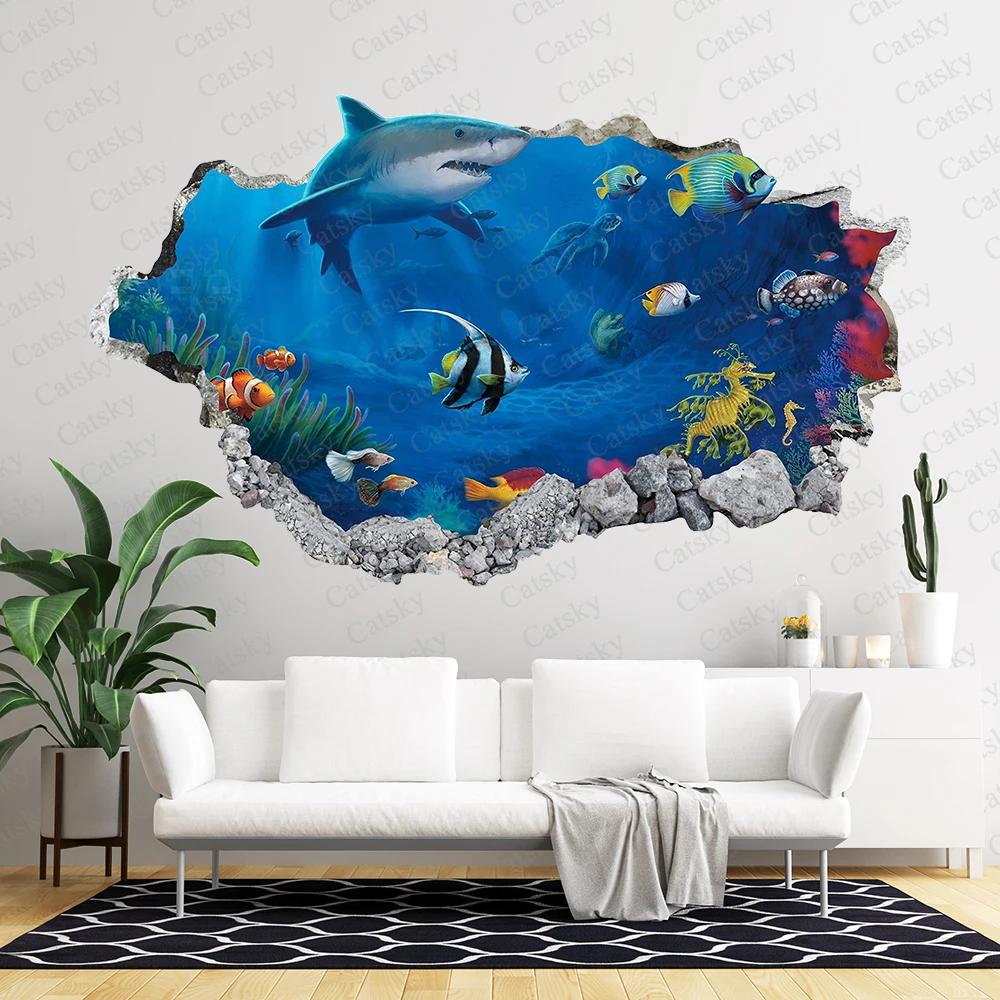 dolphin-shark-sea-turtle-animal-Wall-Stickers-Children-Baby-Room ...