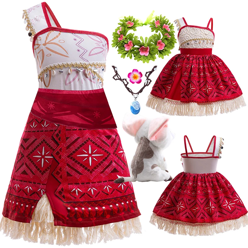 Movie Girls Moana 2 Vaiana Princess Dress Kids Cosplay Costume Children ...
