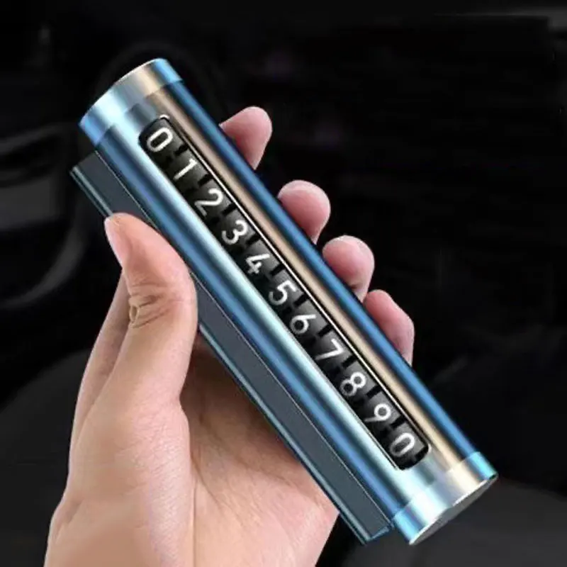 Metal-Car-Temporary-Parking-Card-Universal-Rotate-Phone-Number-Plate ...