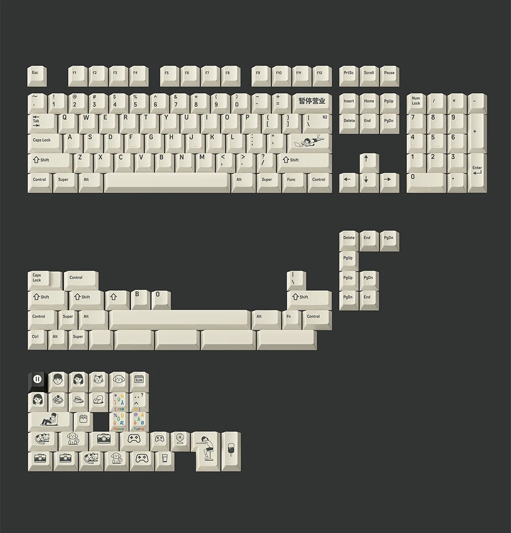 FBB-Closed-Retro-Cherry-Profile-165-Keys-Keycaps-PBT-Dye-Sublimation ...