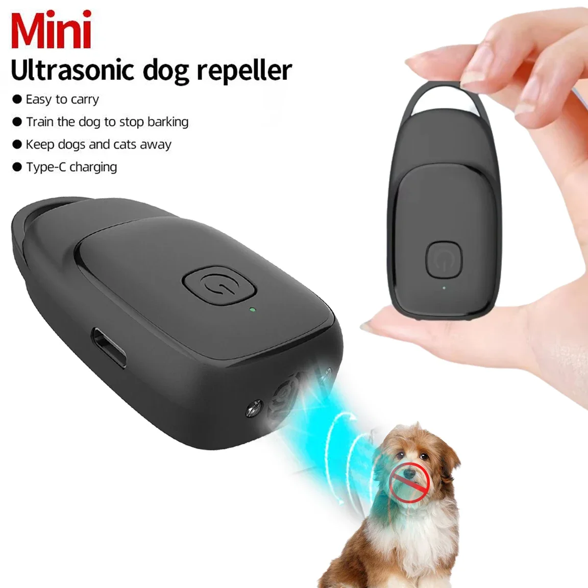 3 in 1 Smart Mini High Power Ultrasonic Dog Repeller Portable Puppy ...