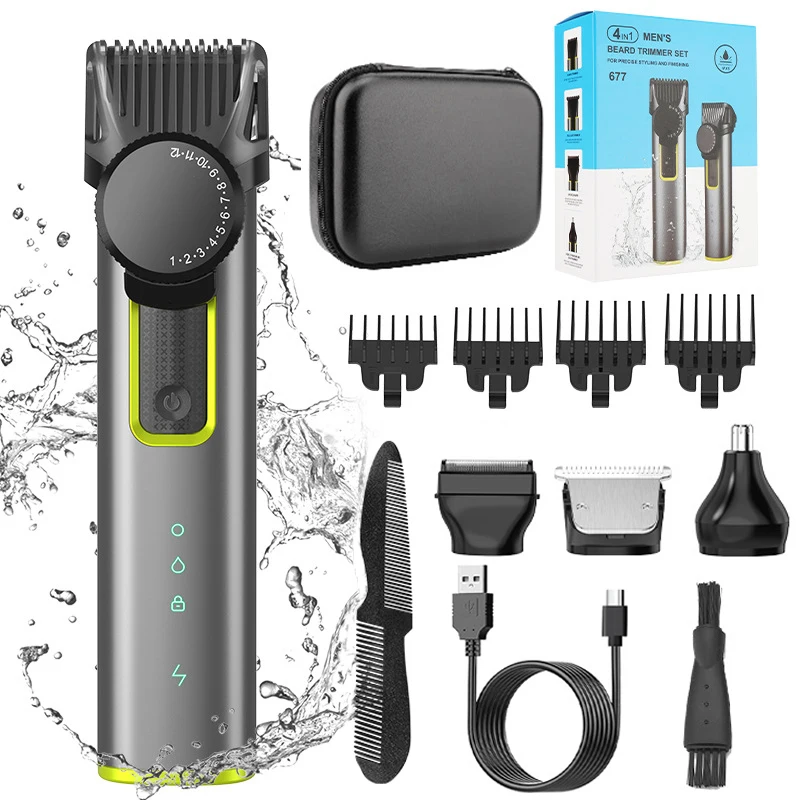 Beard-Trimmer-for-Men-Adjustable-Hair-Clippers-Electric-Cordless-Kit ...