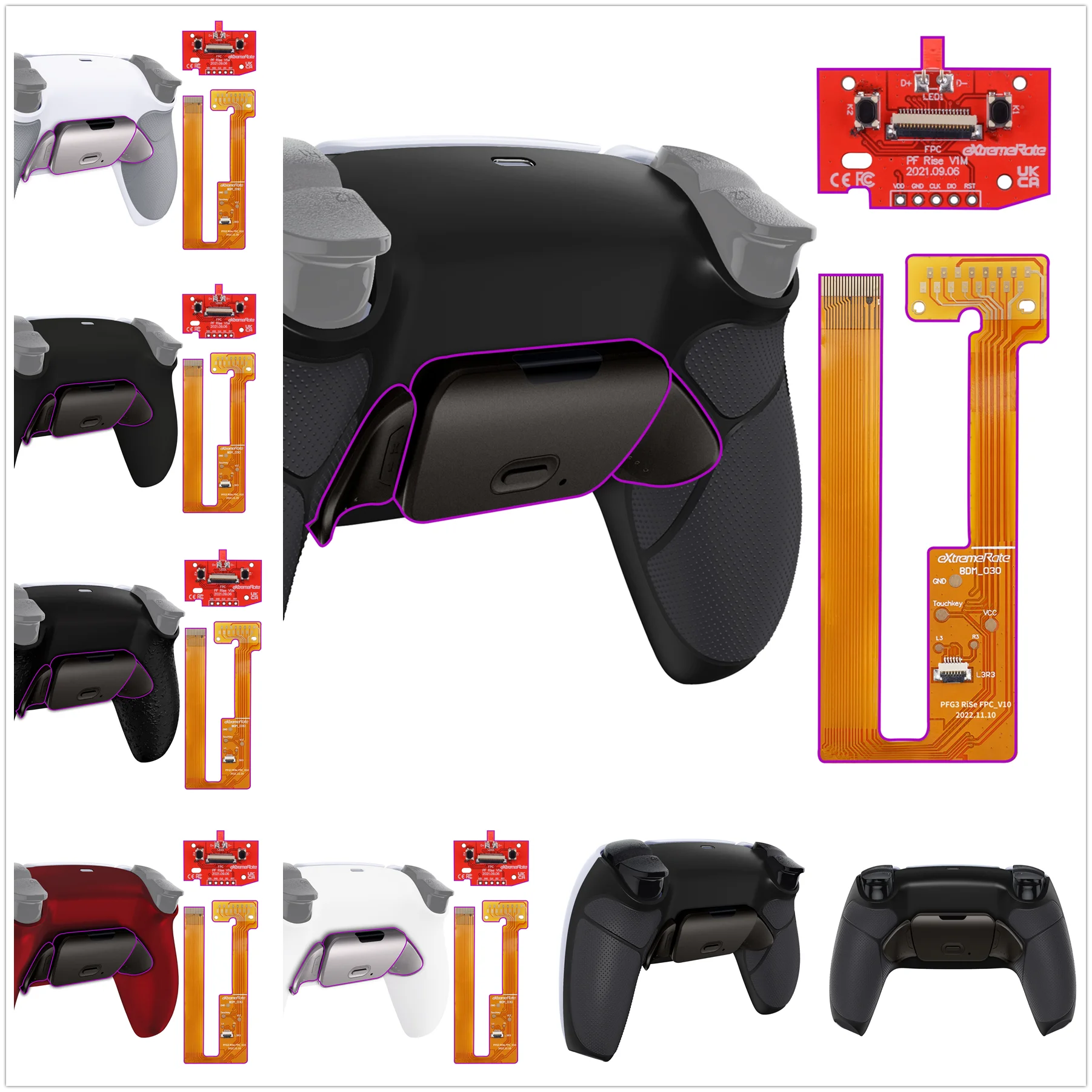 eXtremeRate Black Real Metal Buttons (RMB) Version RISE Remap Kit for ...