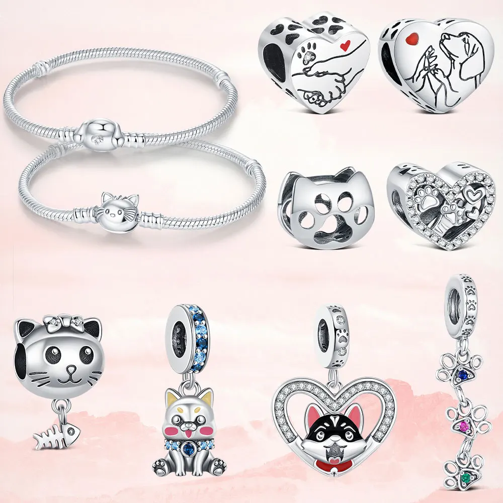 2025 joyería Original para mujer Diy Charm dibujos animados gato/perla ...