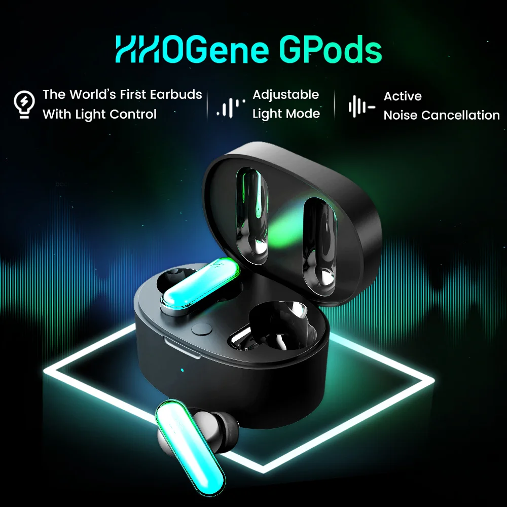New HHOGene GPods With Light Control TWS Wireless Earbuds ANC Full RGB ...