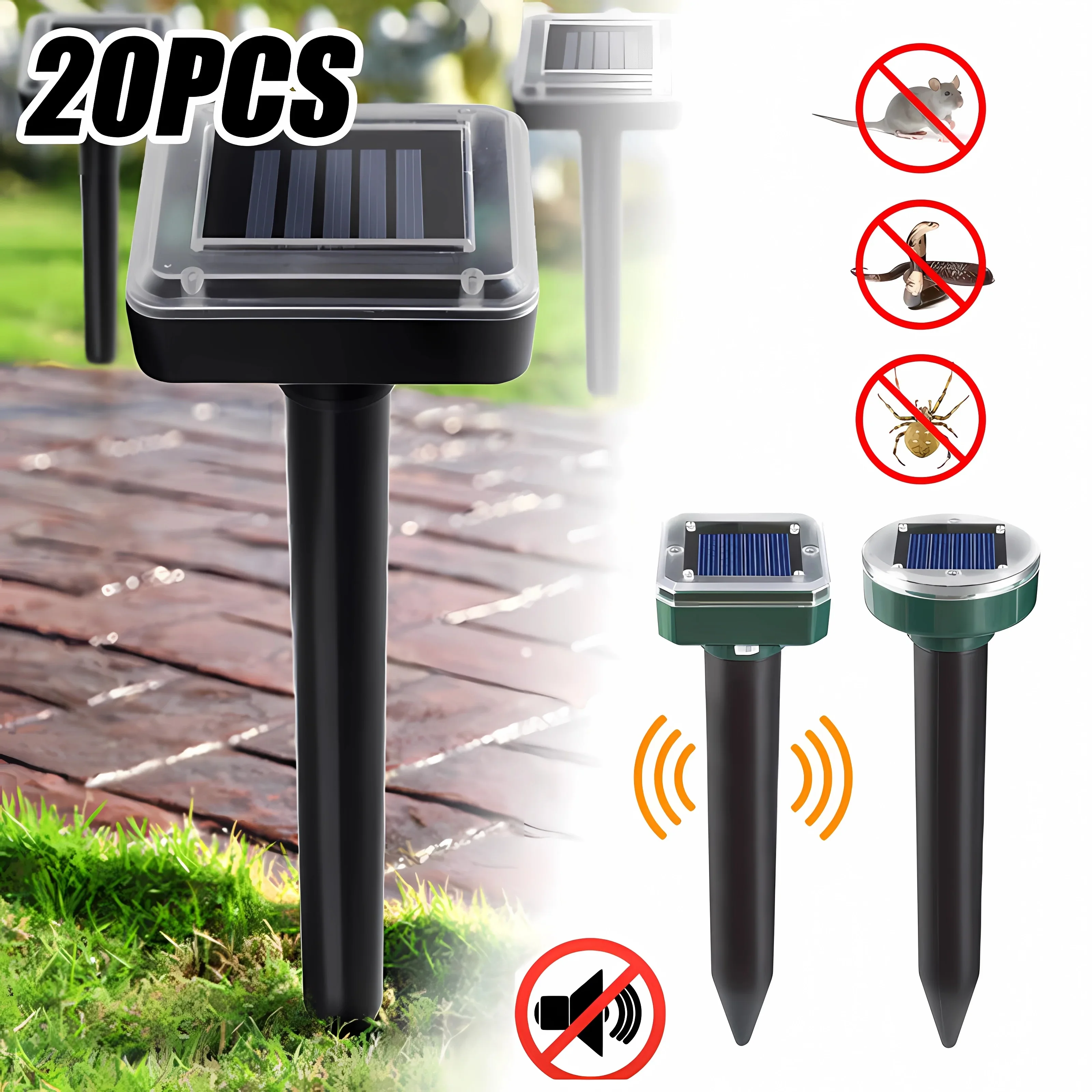 20PCS-Ultrasonic-Solar-Power-Pest-Outdoor-Repellent-for-Snake ...