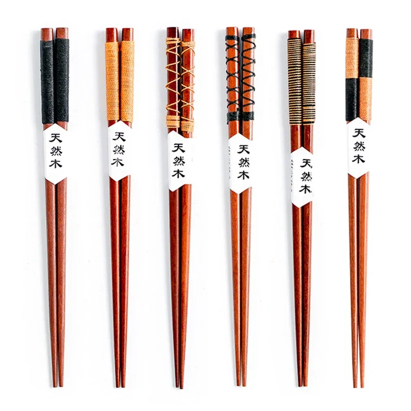 6 Pairs Wooden Chopsticks Japanese Sushi Sticks Handmade Wood Chopstick ...