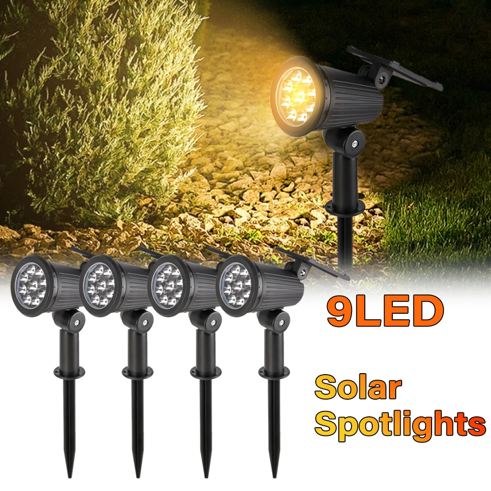 Solar-Spotlights-Outdoor-9-LED-Brightness-Adjustable-Spot-Light-IP65 ...