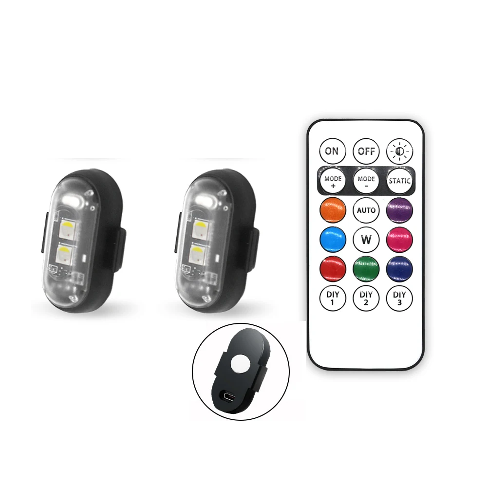 2Pc Magnetic Car Light, USB Rechargeable Car Light with Remote Control ...