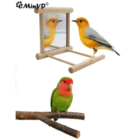 Bird-Mirror-Wooden-Interactive-Play-Toy-With-Perch-For-Small-Parrot ...