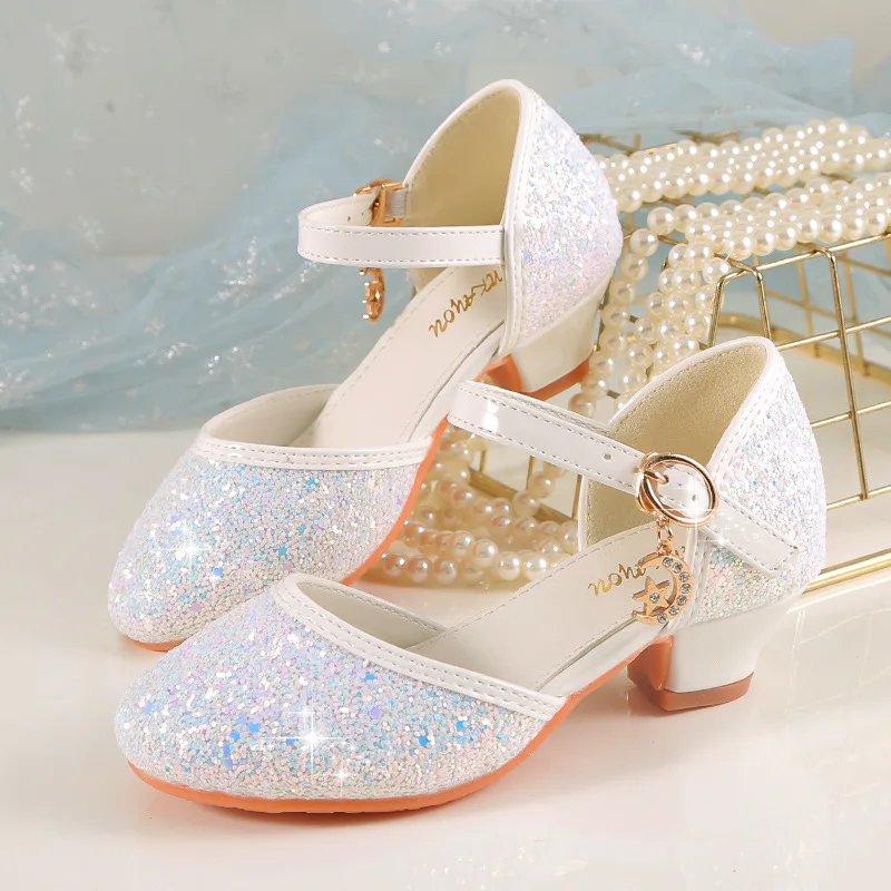 New Girls White Wedding Dress Sequin Princess Single Shoes Children ...