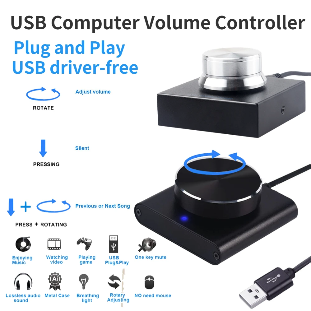 USB-Computer-Volume-Controller-Mini-One-button-Mute-Control-PC-Speaker ...