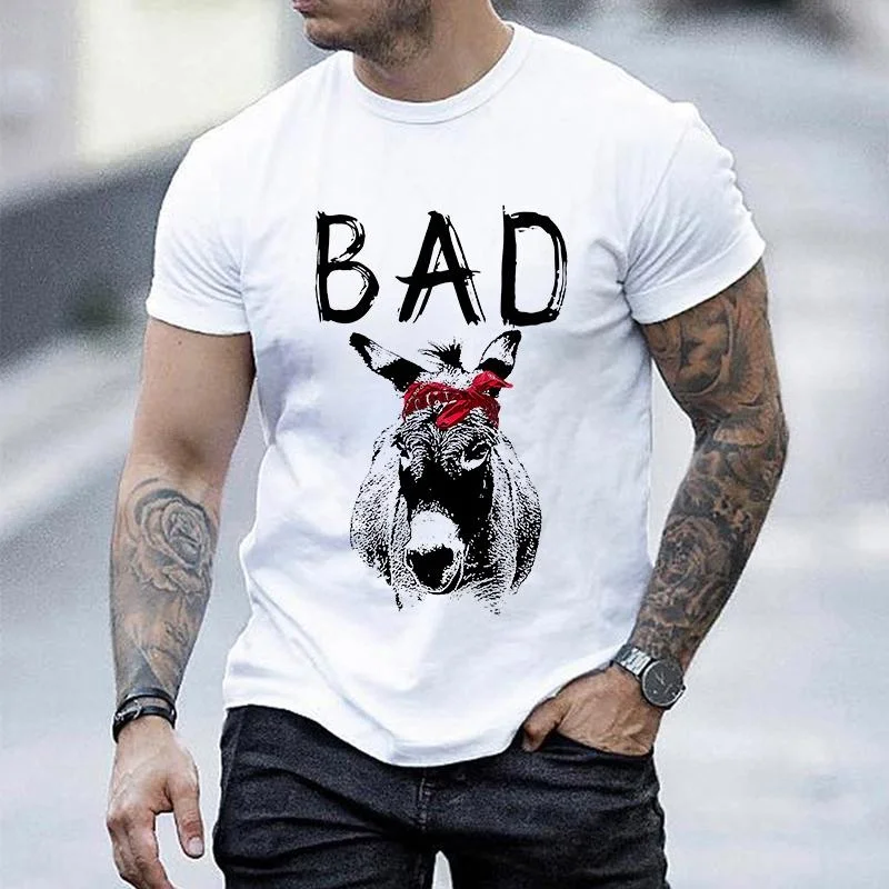 Fashion Bad Donkey Print T-shirt Men Summer Casual O-neck Short Sleeve ...