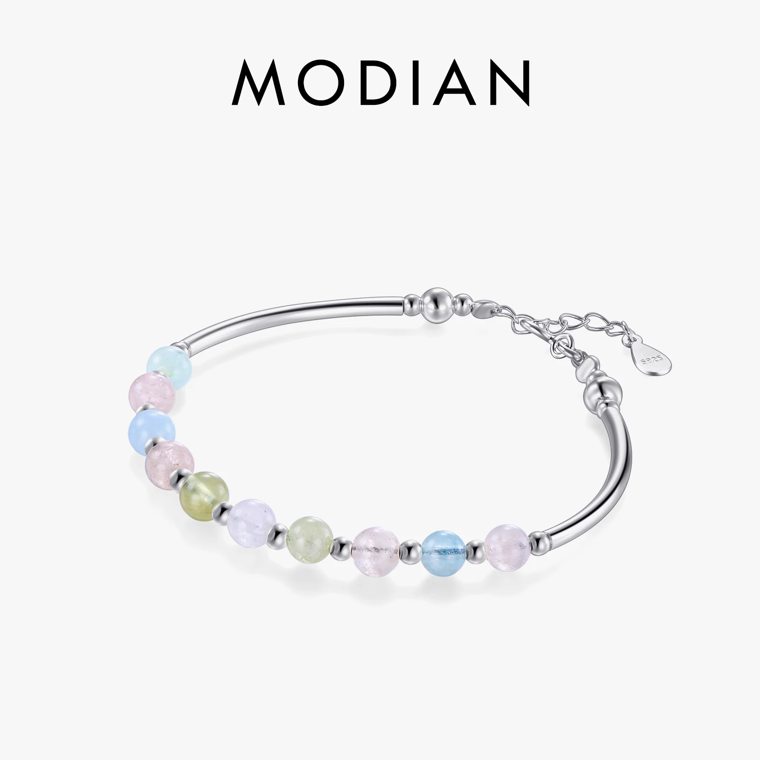 Modian 925 Sterling Silver Colorful Beads Crystal Charms Bracelet ...