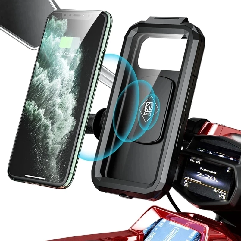 Waterproof-Case-Bike-Motorcycle-Phone-Holder-Wireless-Charger-Handlebar ...