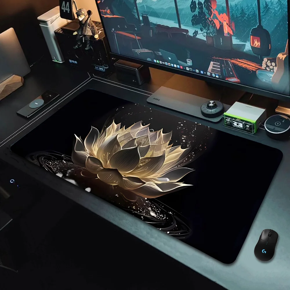 White-Lotus-Flower-Mousepad-Computer-Mouse-Pad-Gaming-Mousepad-Abstract ...