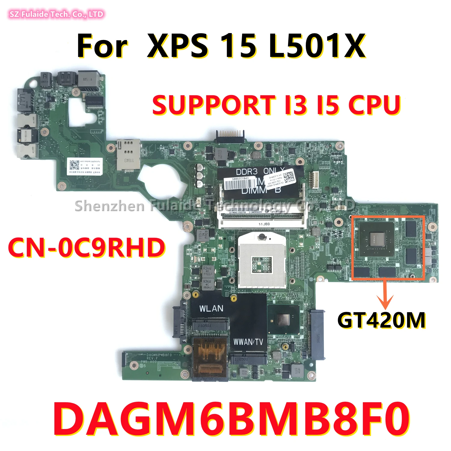 DAGM6BMB8F0 For dell XPS 15 L501X Laptop Motherboard With GT420M GPU ...