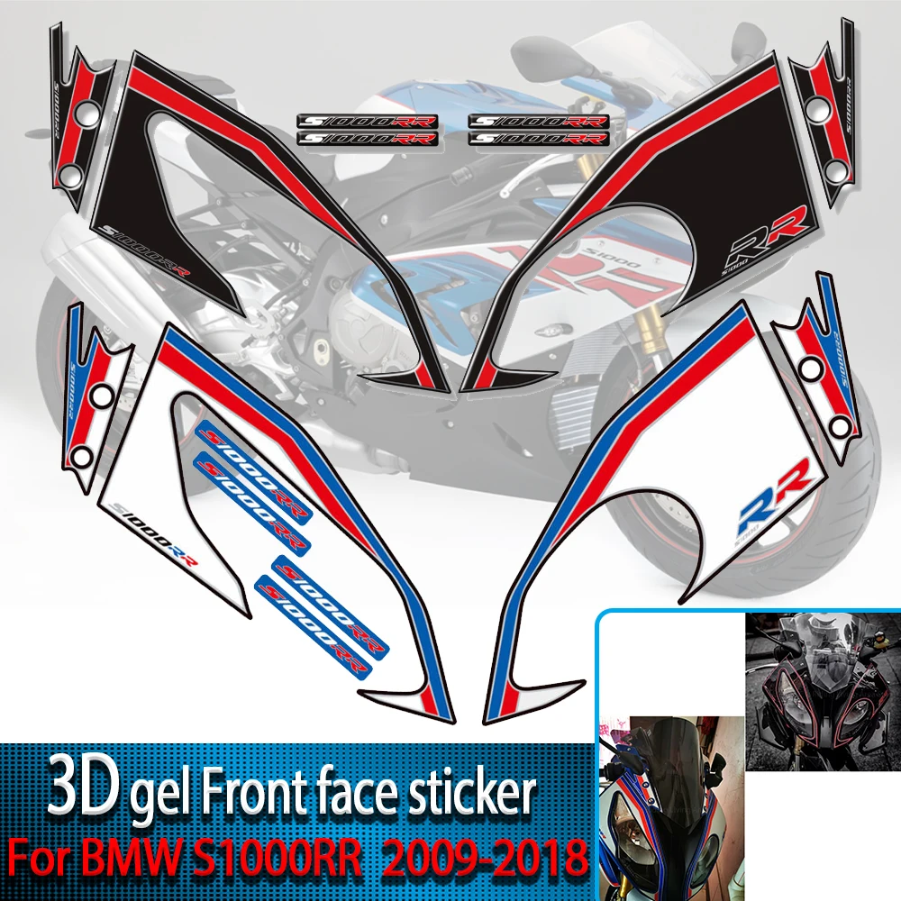 For-BMW-S1000RR-S1000-RR-2009-2018-Motorcycle-Front-Face-Decals-Fairing ...