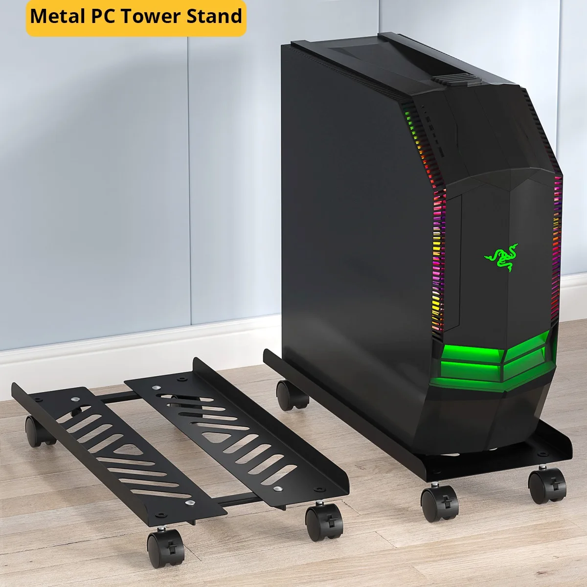 Metal-Mobile-Computer-Tower-Stand-Width-Adjustable-Gaming-PC-Case ...