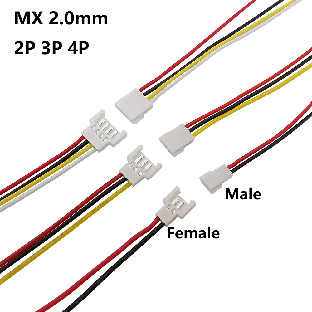 10Pcs-MX2-0-2-0mm-Pitch-2P-3P-4-Pin-Male-Female-Aerial-Docking-Battery ...
