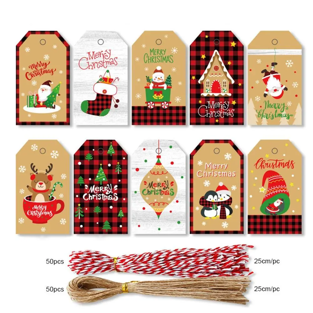 100pcs Merry Christmas Labels DIY Kraft Tags Gift Wrapping Paper Hang ...