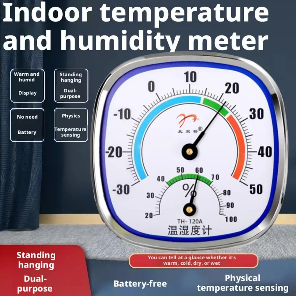 Mini Round Pointer Thermometer Hygrometer -30℃-50℃ Thermometer 20%-100% ...