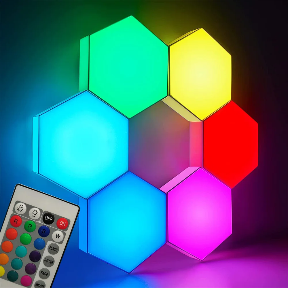 RGB-LED-Hexagon-Wall-Lamp-Quantum-Light-Touch-Sensor-Night-Light-DIY ...