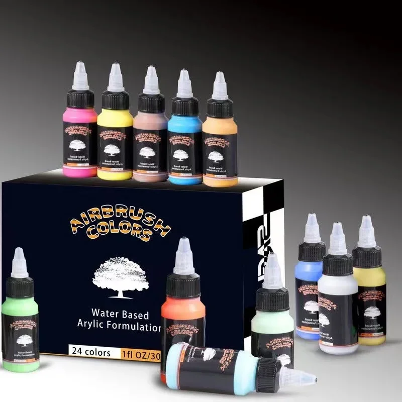 12-color Multifunctional Water-based Acrylic Airbrush Paint Set 30ml ...
