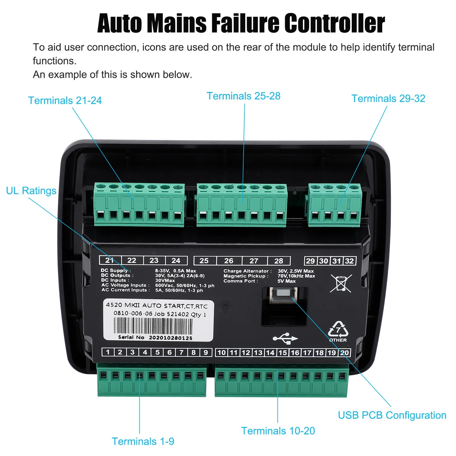 Módulo de control de fallos de red automático Controlador LCD de inicio ...