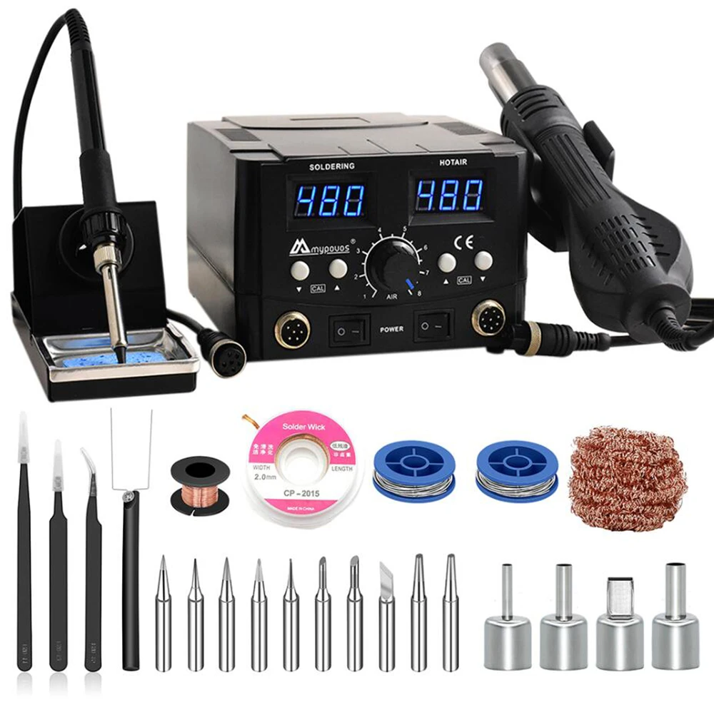 Weller Soldering Iron 8586 760W 2 In 1 Digital Display SMD Rework Hot Air Gun Soldering Iron ...