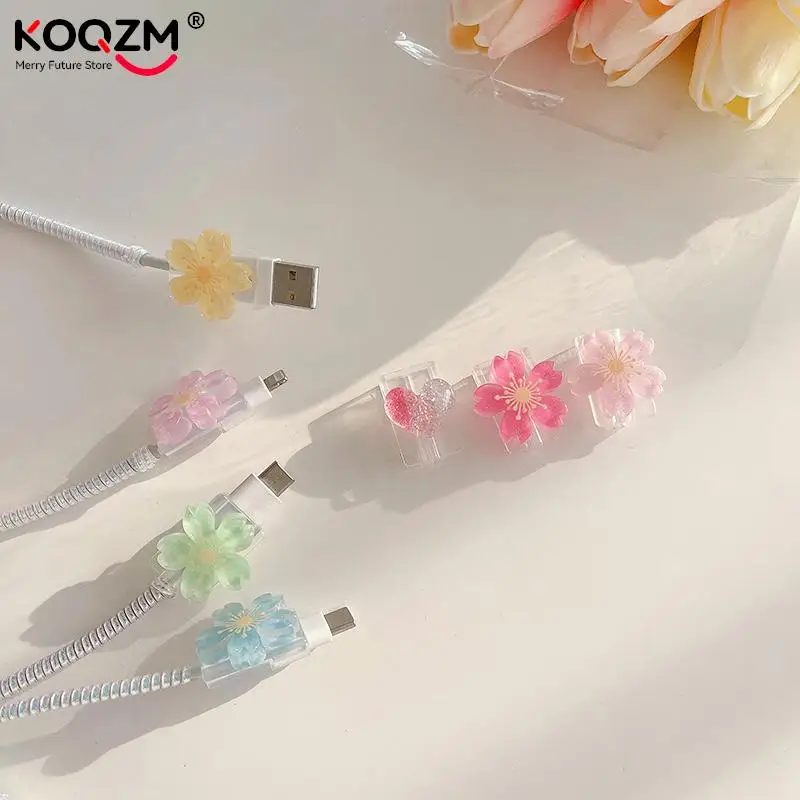Flowers-Charger-Protector-Cable-For-Iphone-13-Type-C-Cable-Android-Data ...