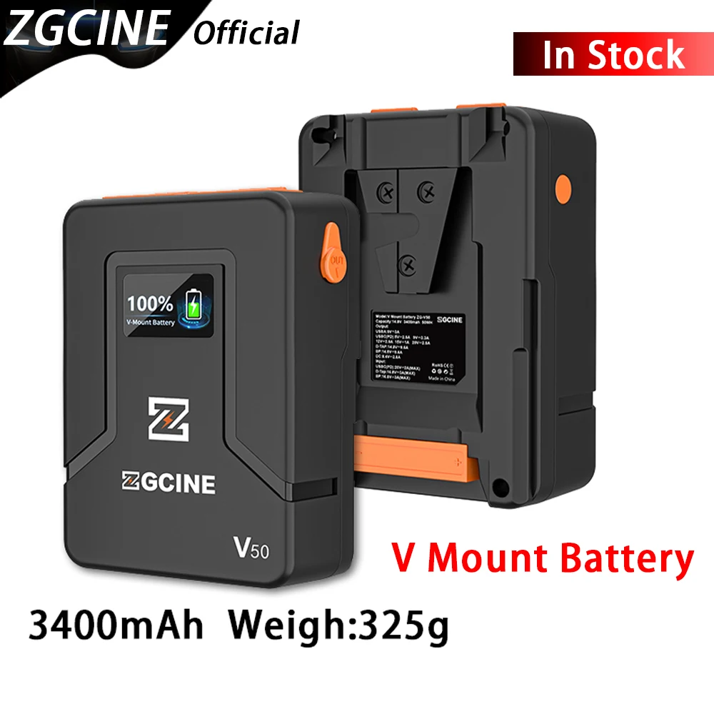 ZGCINE ZG-V50 New 3400mAh V Mount Battery 14.8V 40Wh V Lock V Shape ...