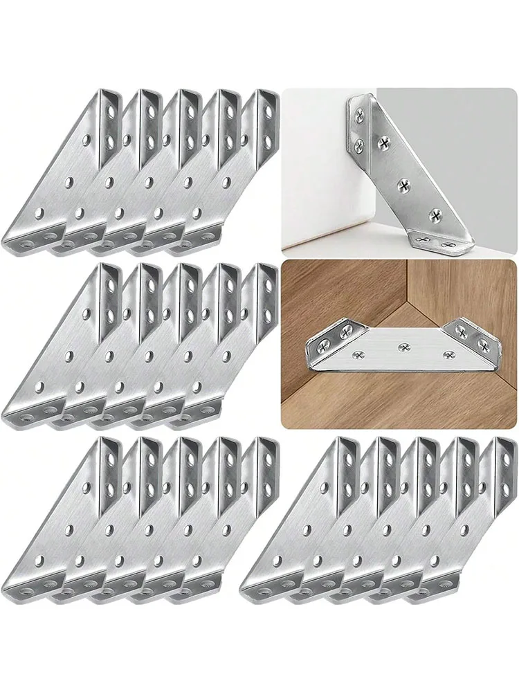 10-20PCS Corner Brackets Stainless Steel Furniture Angle Shelf ...