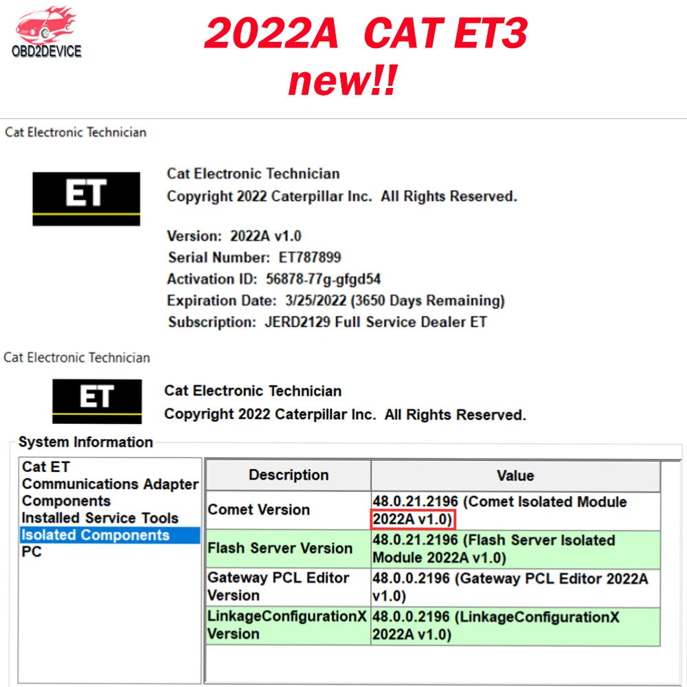 For Cat 2022a 2019a Cat Et Et3 Electronic Technician Diagnostic ...