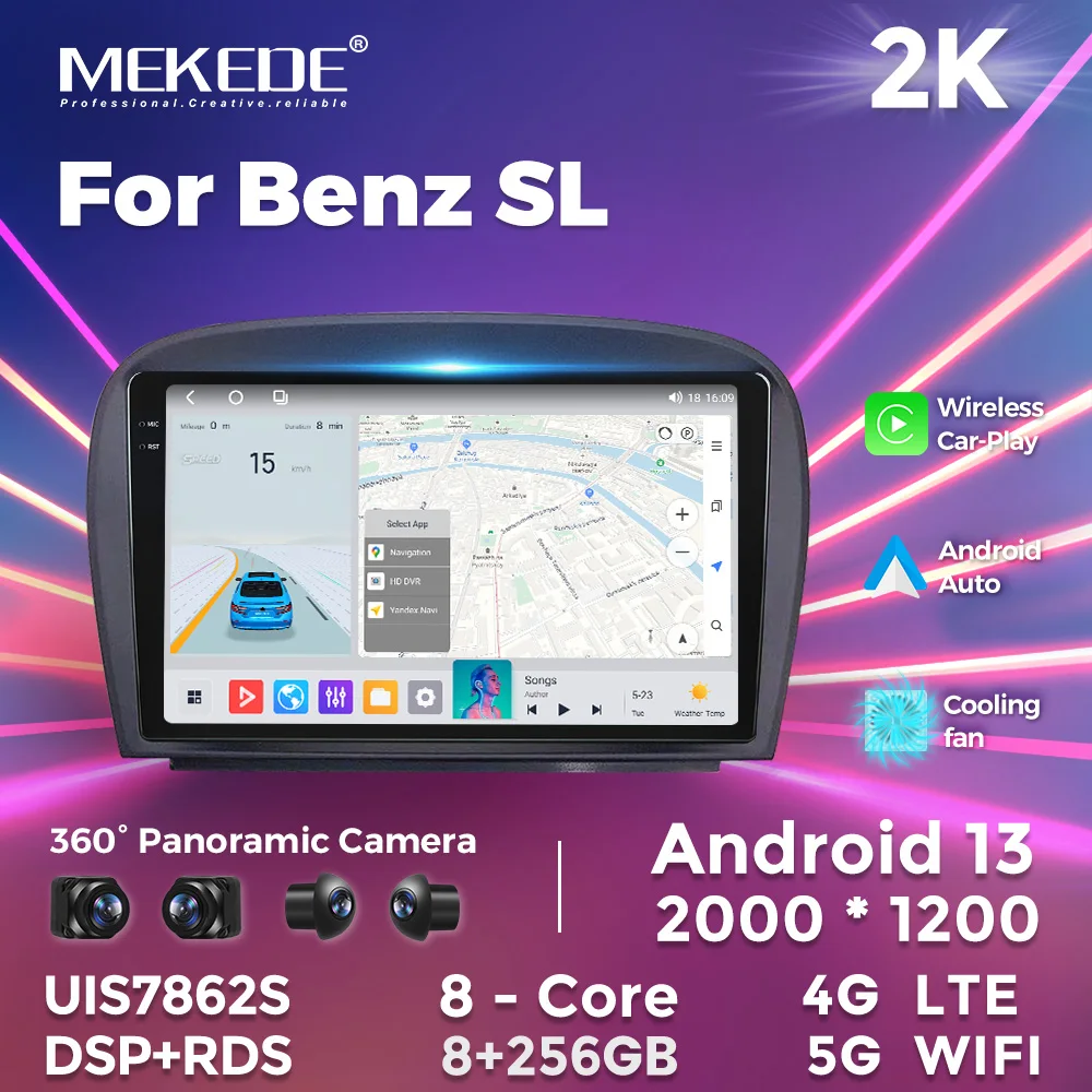 MEKEDE-9-2-Din-Car-Radio-for-Mercedes-SL-R230-SL350-SL500-SL55-SL600 ...