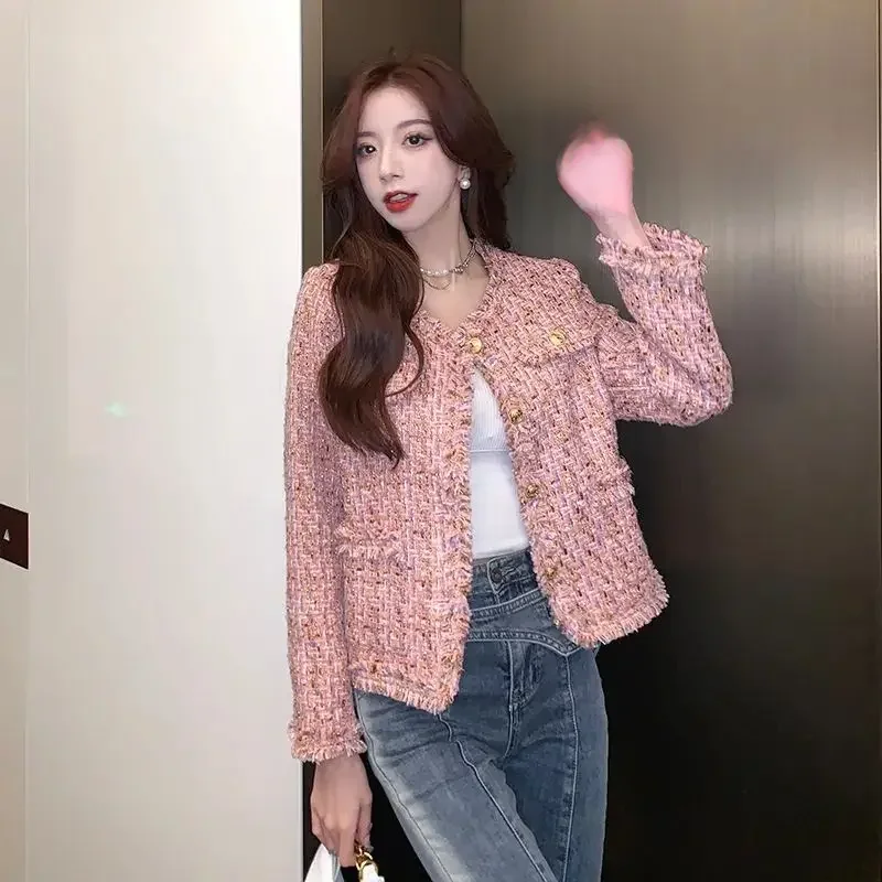 Autumn-winter-Stylish-Thickened-Coarse-Tweed-Jacket-Petite-Cropped ...