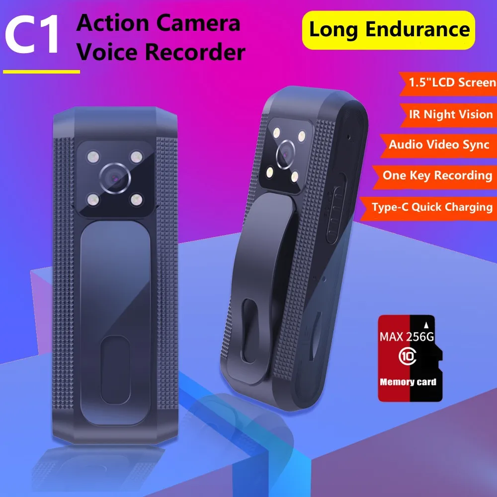 C1-1080P-HD-Action-Camera-Recorder-Pen-Portable-Back-Clip-Camera-Voice ...