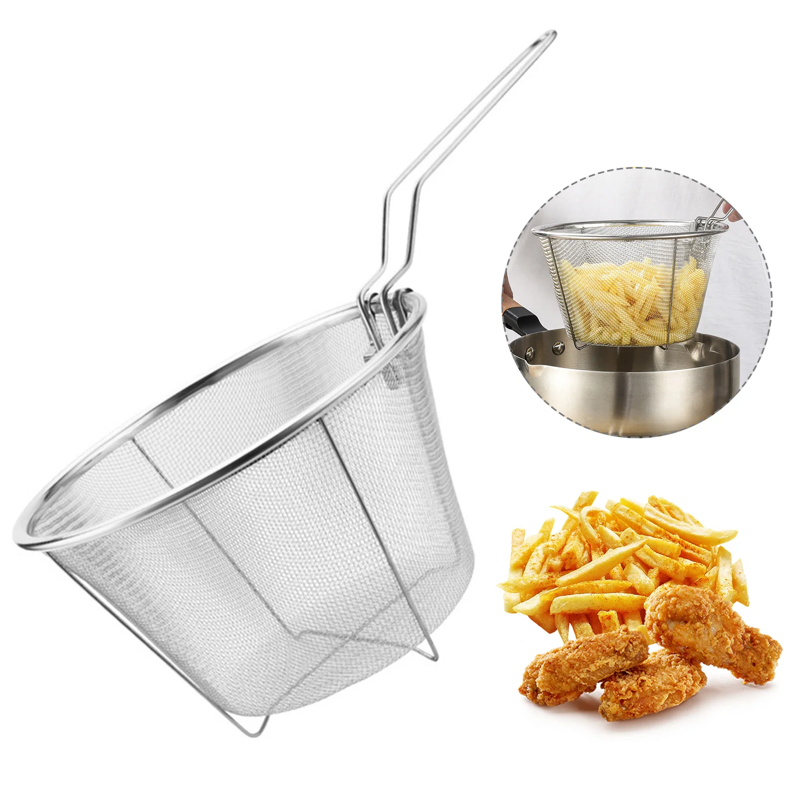 15/18cm Frying Net Filter Stainless Steel Round Vegetable and Fruit ...