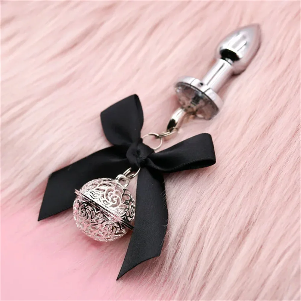 BDSM-Bow-Bells-Stainless-Steel-Matal-Butt-Plug-Sexy-Rabbit-Cosplay ...